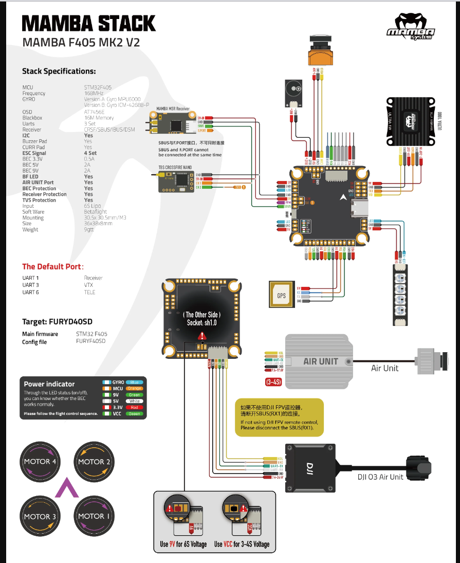 DIATONE MAMBA DJI F405 MINI MK2 FC , Diatone Mamba Flight Controller ...